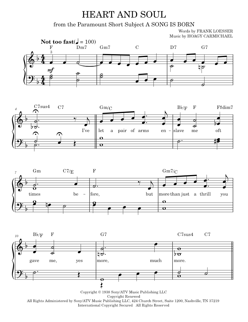 Play Official version of Heart and soul Sheet Music by Hoagy Carmichael ...