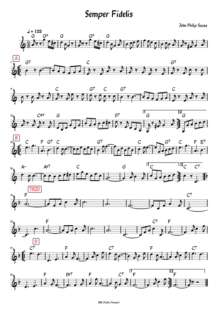 Semper Fidelis (Lead sheet ) Sheet Music with Chords for Piano (Solo ...