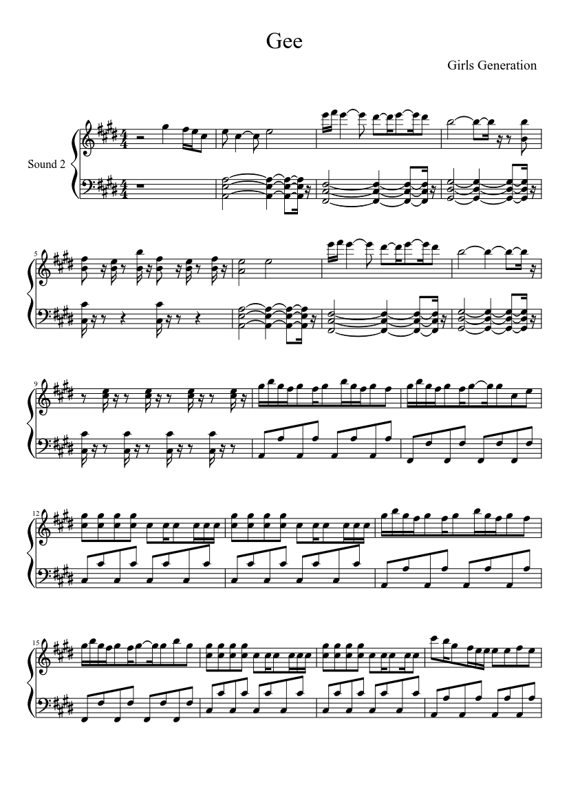 Girls Generation - Gee Sheet Music for Piano (Solo) | MuseScore.com