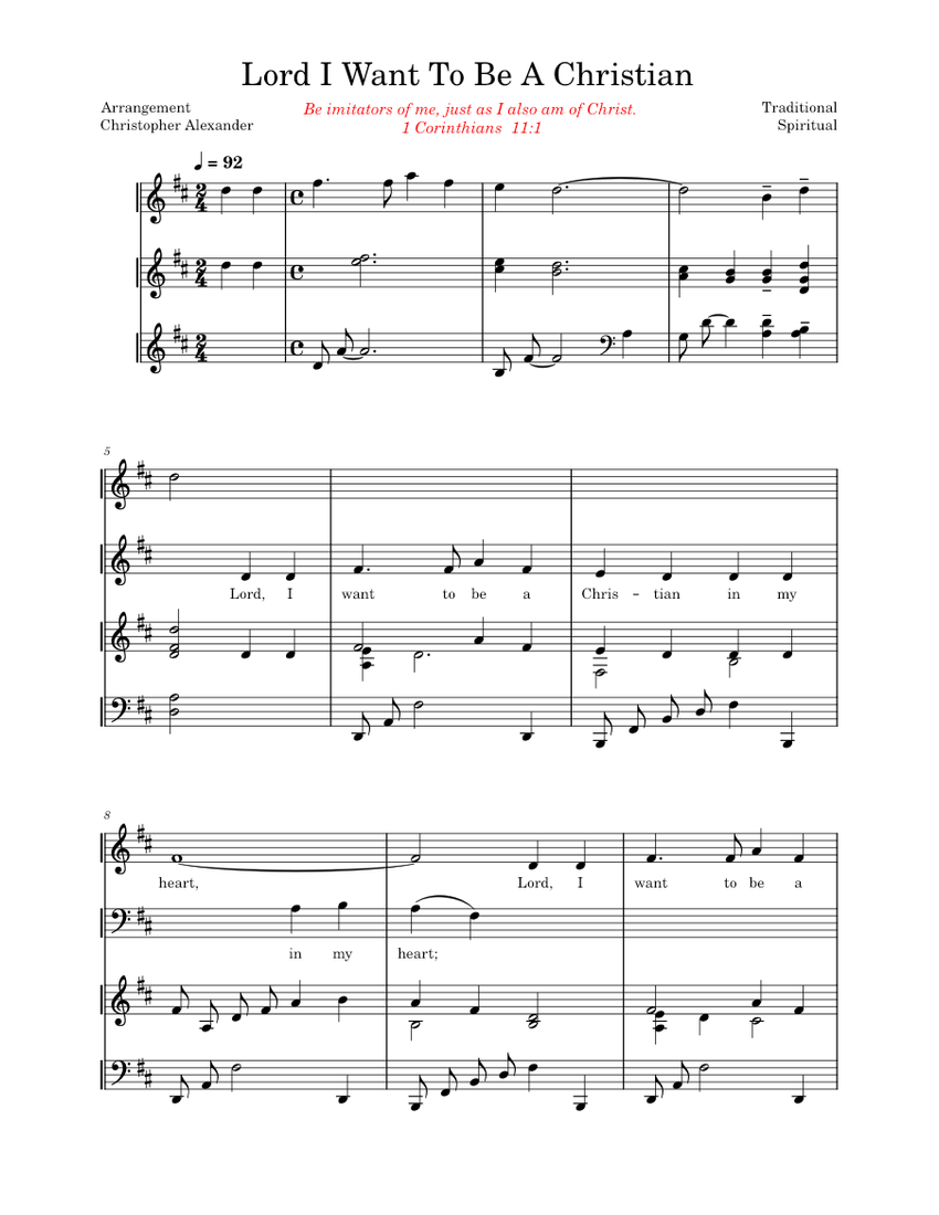 Lord I Want To Be A Christian Sheet music for Piano (Mixed Quintet ...