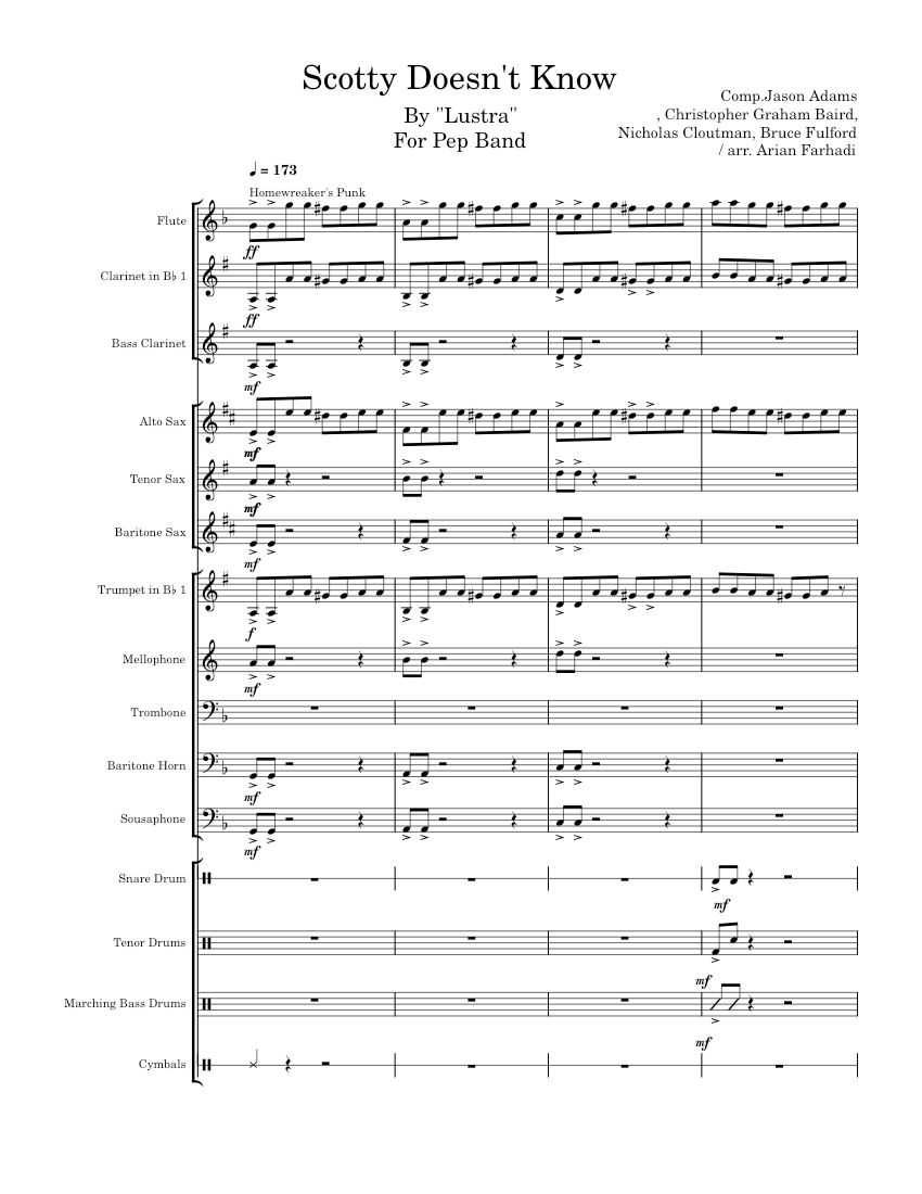 Scotty Doesn't Know – Lustra Sheet Music for Trombone, Tuba, Flute ...