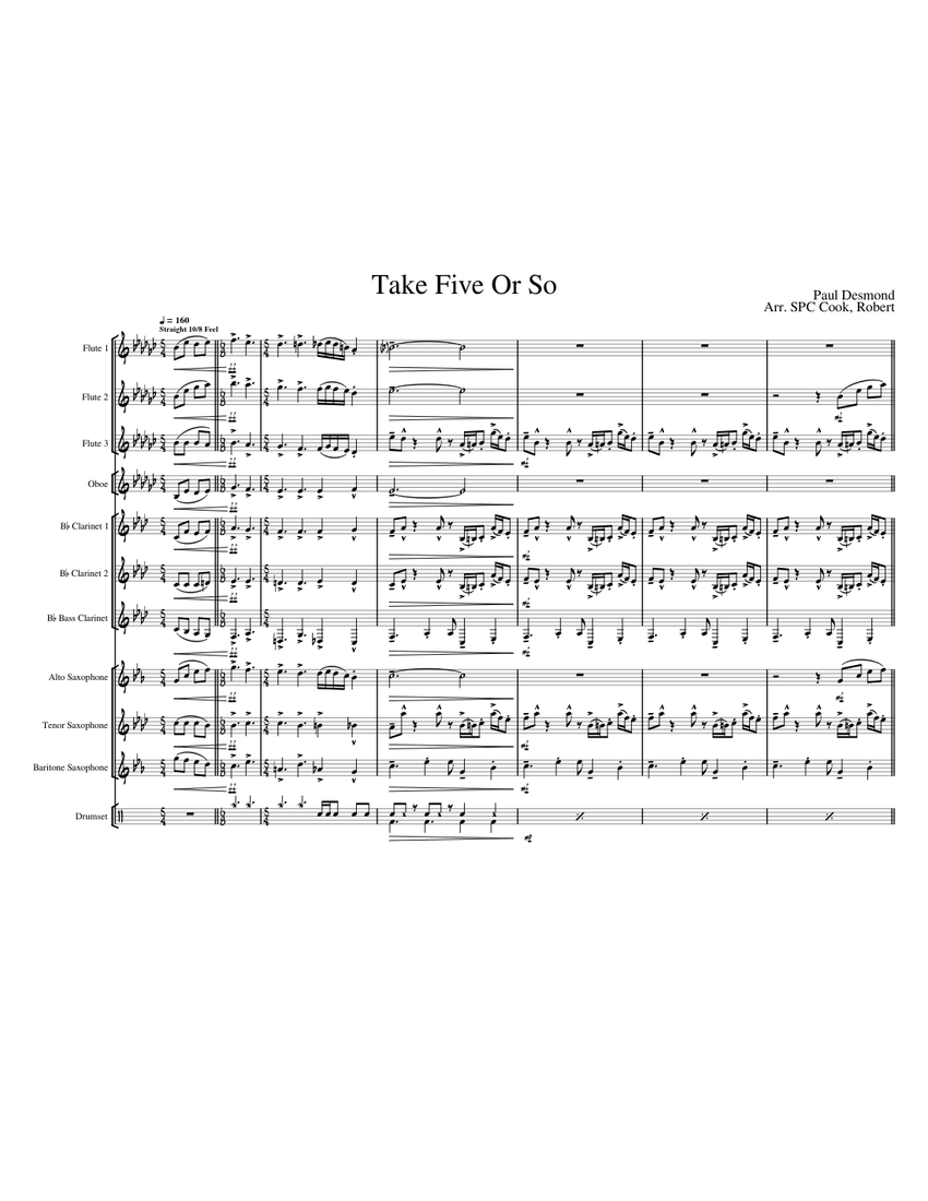 Take Five Or So Sheet music for Flute, Oboe, Clarinet in b-flat ...