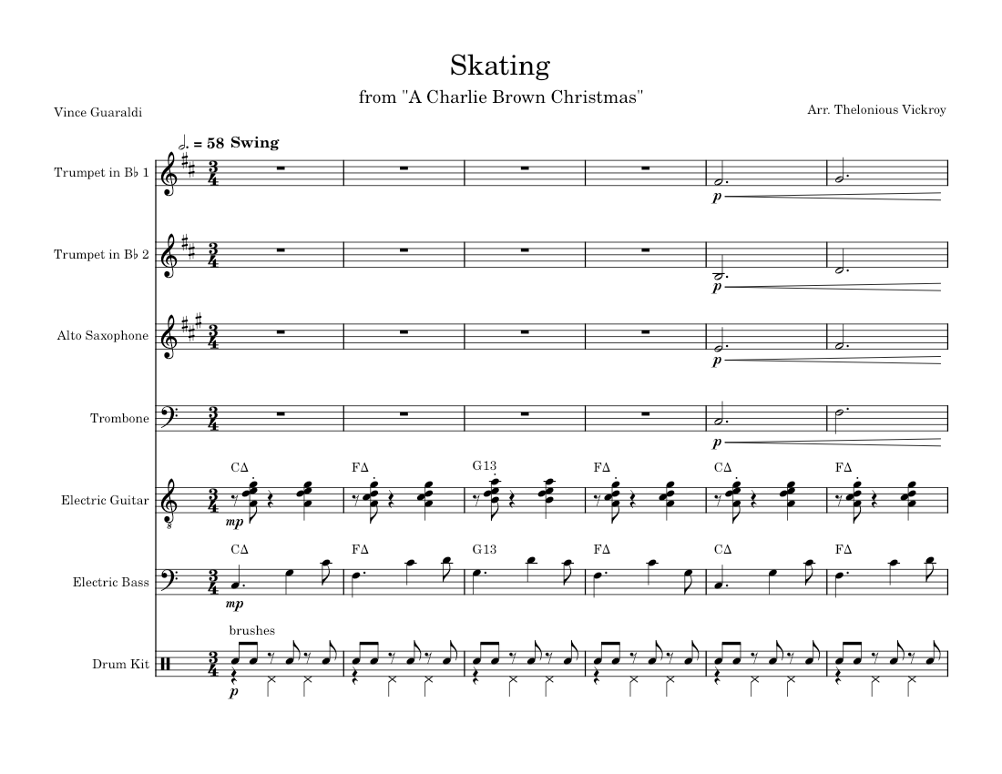 Skating – Jazz Combo Sheet Music with Chords for Trombone, Saxophone ...