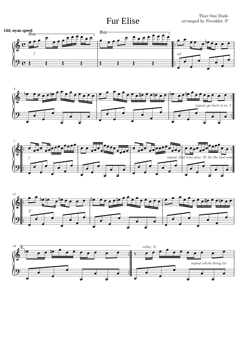 Fur Elise – Ludwig van Beethoven Sheet music for Piano (Solo ...