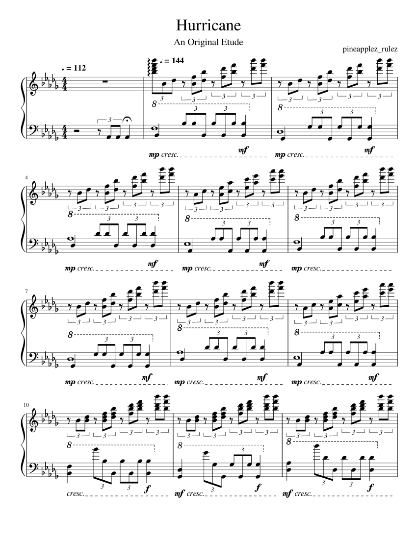 Hurricane Sheet music for Piano (Solo) | Musescore.com