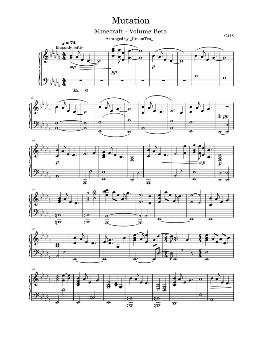 Mutation – C418 Sheet music for Piano (Solo) Easy | Musescore.com