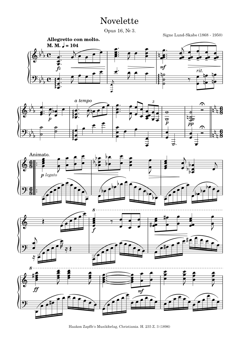Novelette Sheet music for Piano (Solo) | Musescore.com