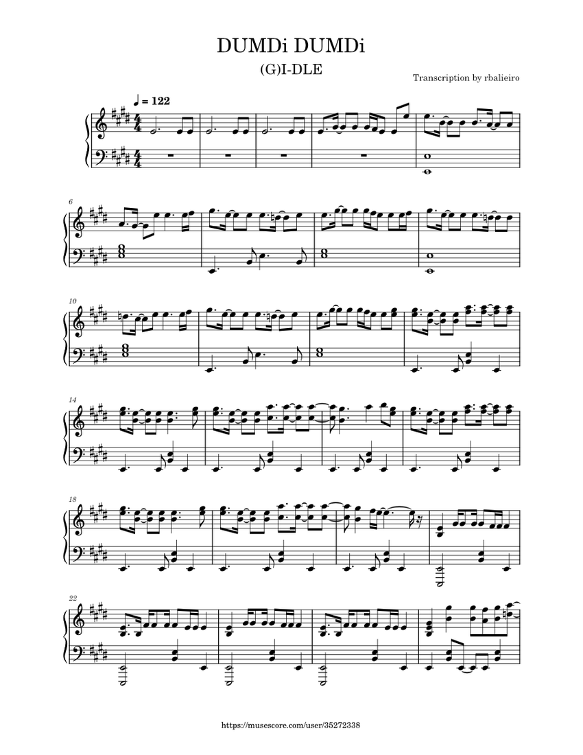 (여자)아이들((G)I-DLE) - 덤디덤디 (DUMDi DUMDi) [Piano Solo] Sheet music for Piano (Solo) | Musescore.com