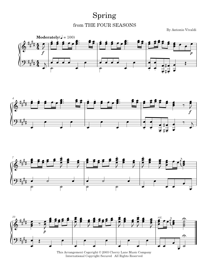 Play Official version of The four seasons - spring Sheet Music by ...