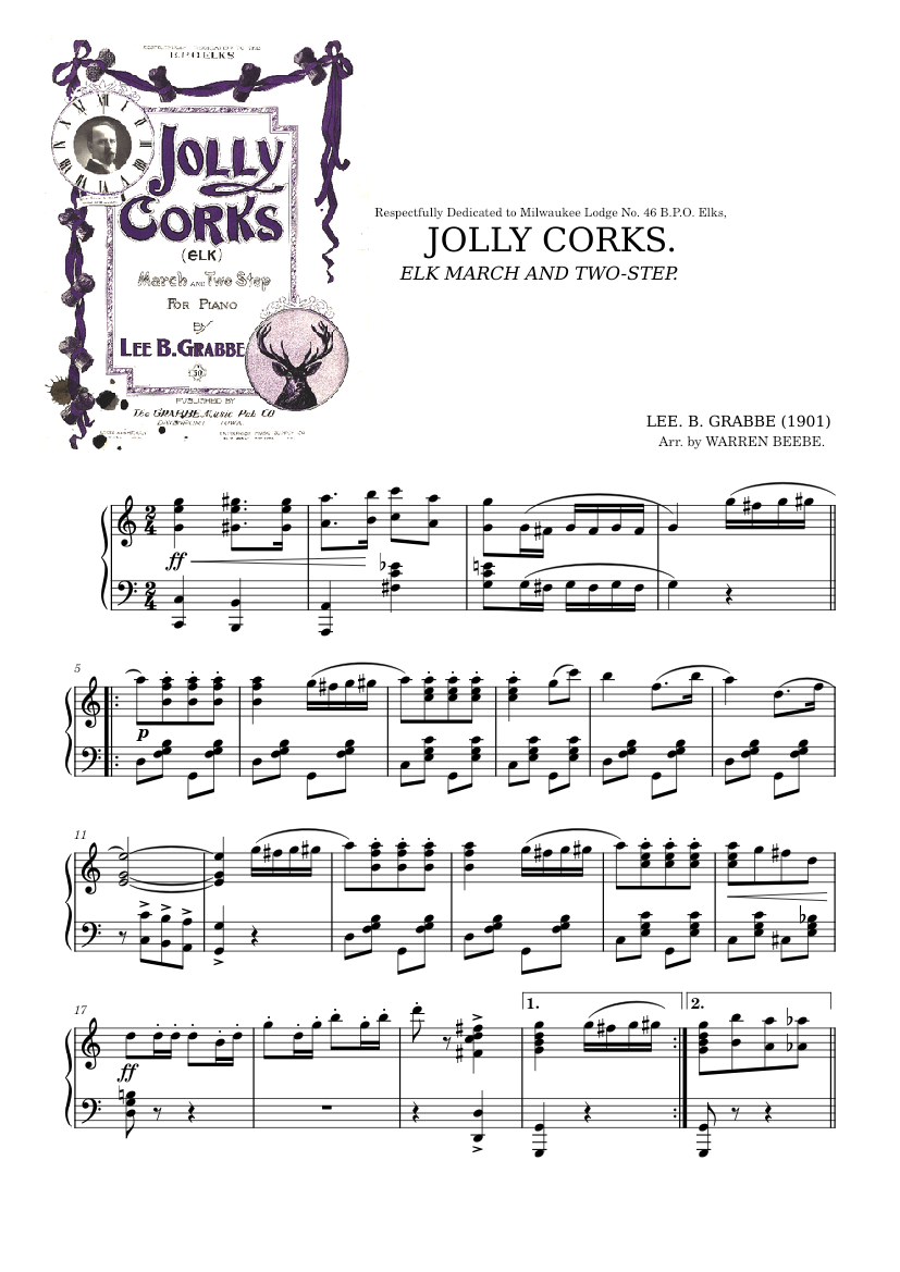 Jolly Corks by Lee B. Grabbe (1901) Sheet music for Piano (Solo ...