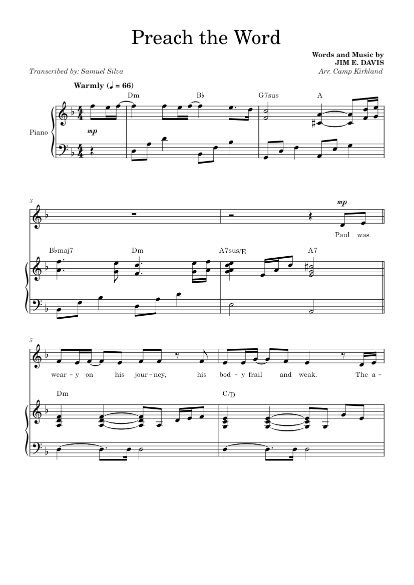 Preach the Word - Arr. Camp Kirkland Sheet Music for Piano, Synthesizer ...