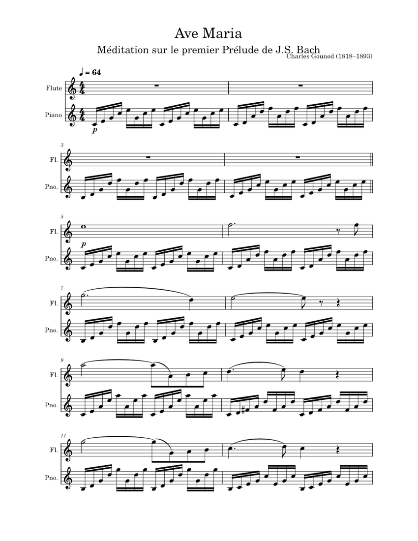 Ave Maria - Charles Gounod Sheet music for Piano, Flute (Solo ...