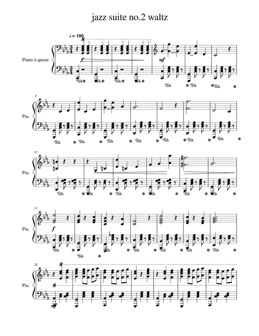 jazz suite no.2 waltz Sheet music for Piano (Solo) | Musescore.com