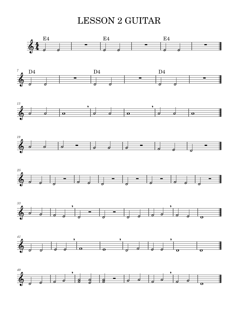 LESSON_2_GUITAR Sheet music for Piano (Solo) Easy | Musescore.com