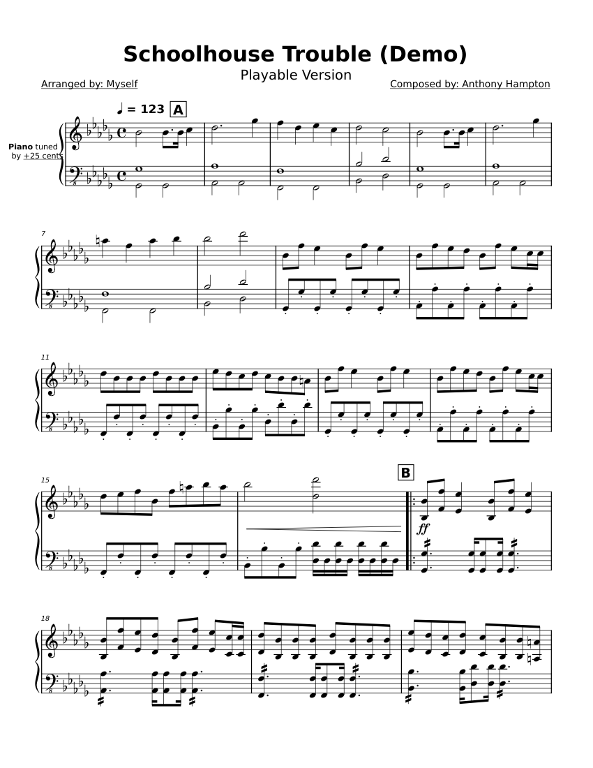 Schoolhouse Trouble – Anthony Hampton Demo Playable Sheet Music for ...