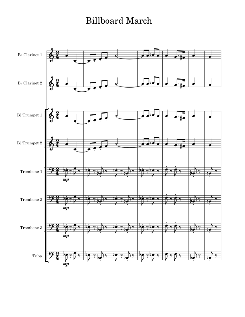 Se – Misc tunes Billboard March Sheet music for Trombone, Tuba ...