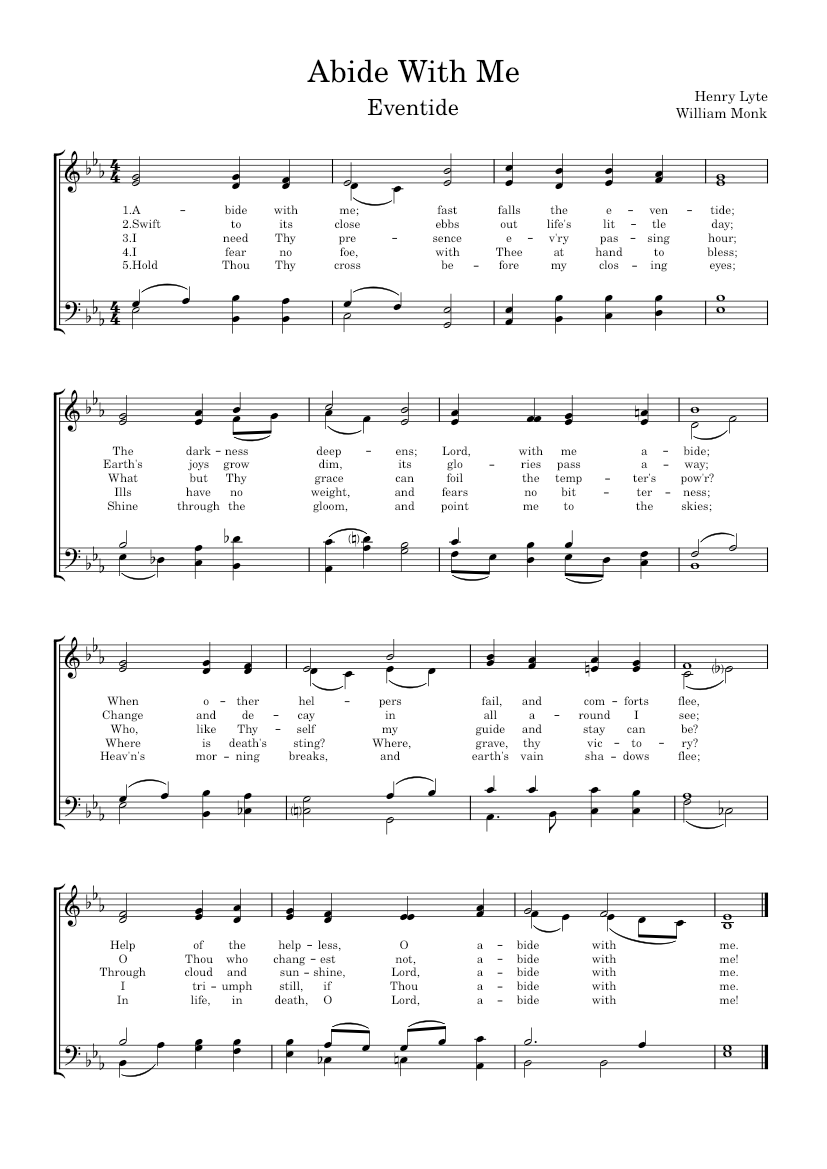 Abide With Me – Henry F. Lyte Sheet music for Synthesizer (Church Choir ...