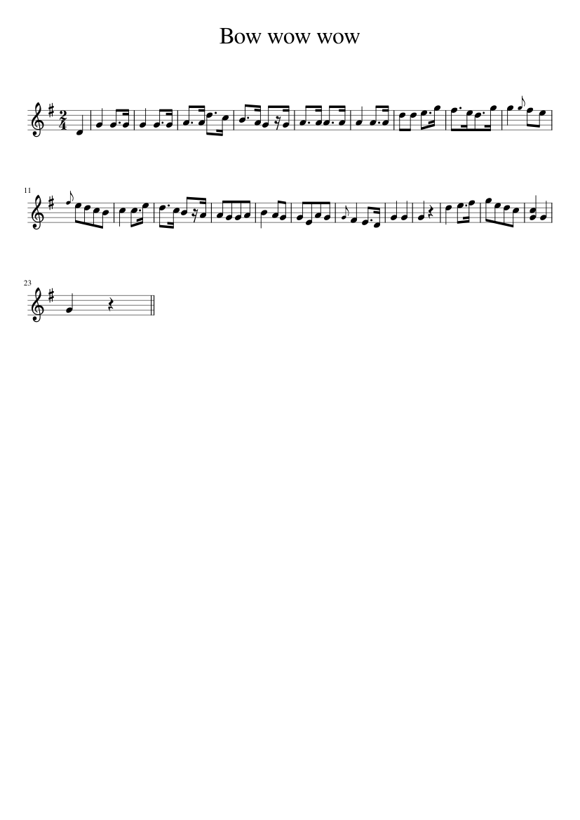 Bow wow wow Sheet music for Piano (Solo) Easy | Musescore.com