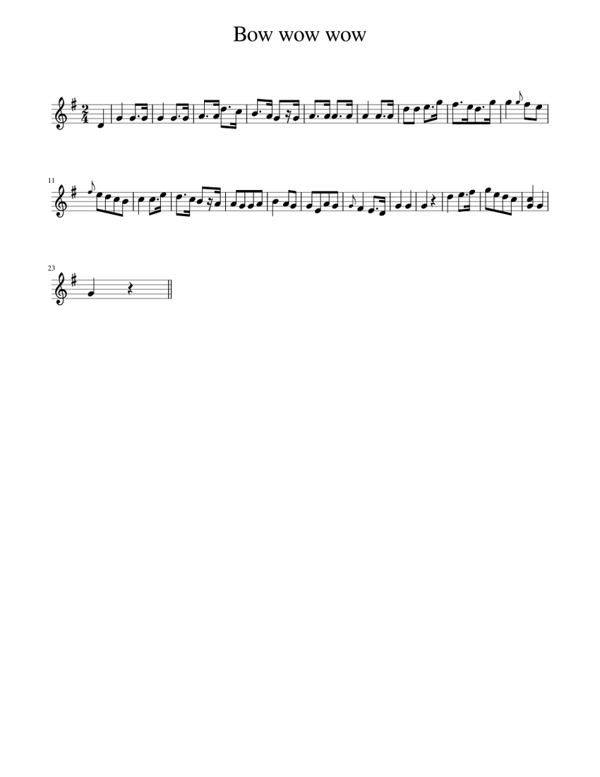 Bow wow wow Sheet music for Piano (Solo) Easy | Musescore.com