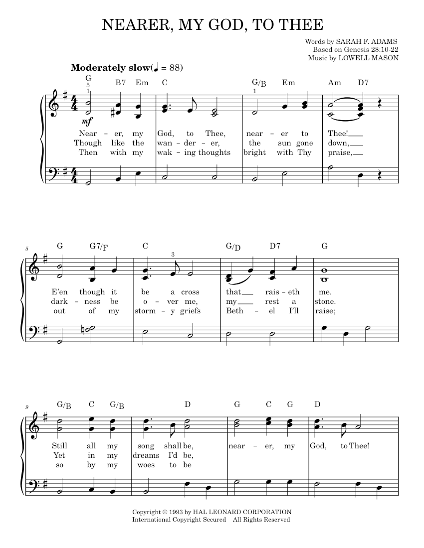 Play Official version of Nearer My God to Thee sheet music by Lowell ...