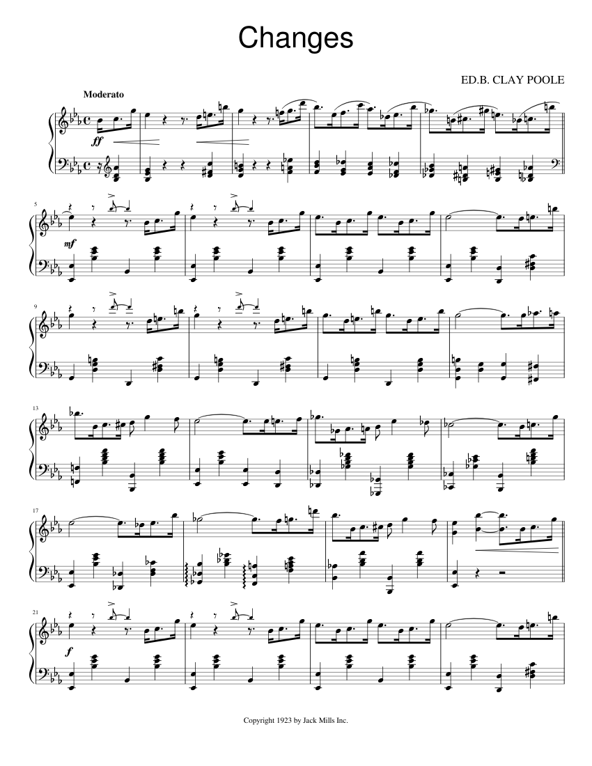 Changes (1923) Sheet music for Piano (Solo) | Musescore.com