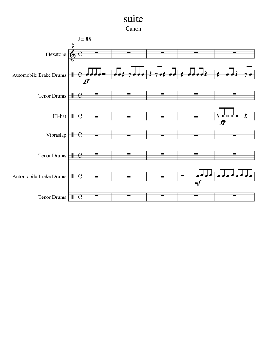 suite Sheet music for Tenor drum, Percussion - metal (other), Vibraslap ...