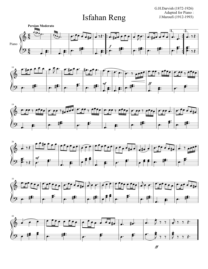 Isfahan_Reng Sheet music for Piano (Solo) | Musescore.com