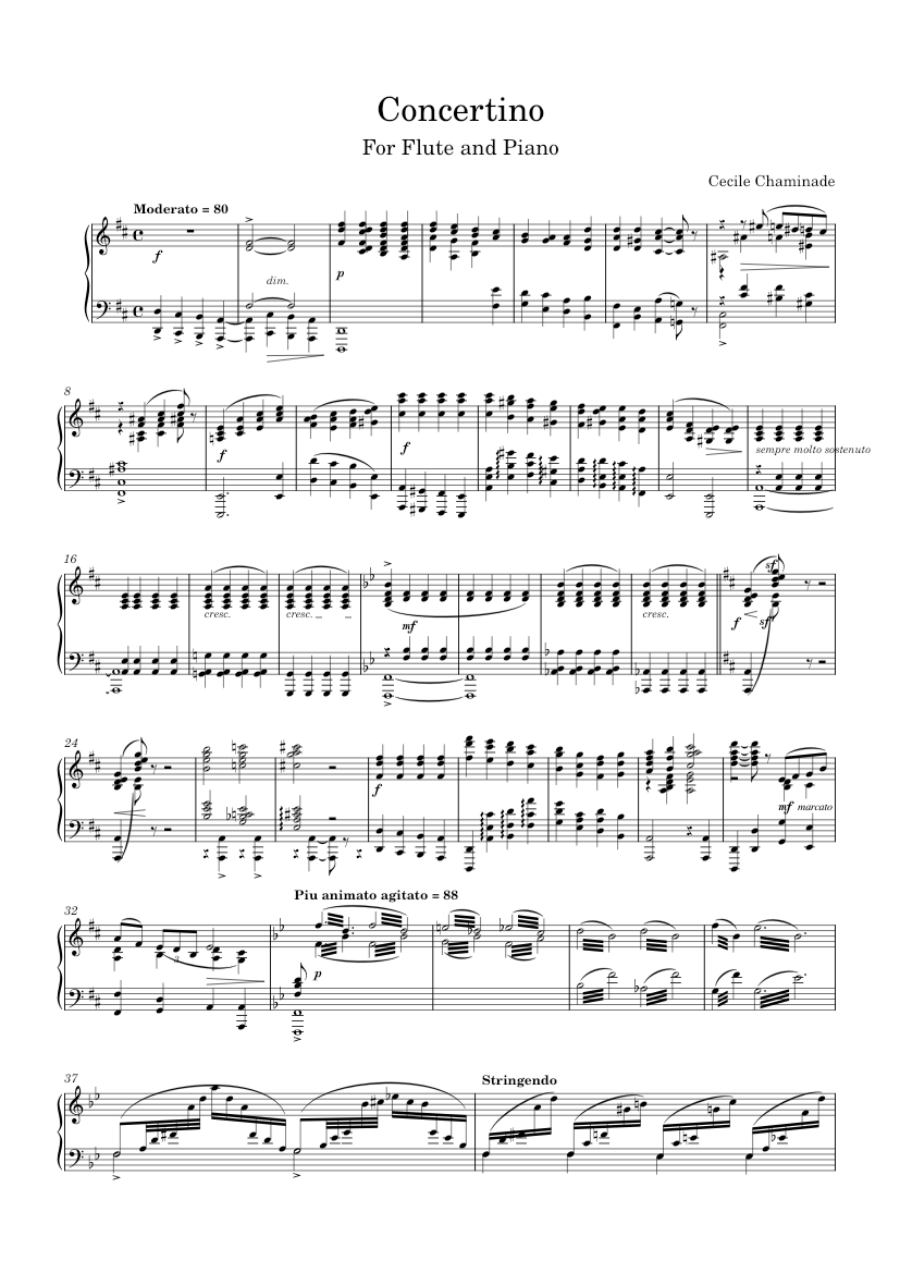 Concertino pour Flûte, Op.107 – Cécile Chaminade - Piano Sheet Music ...