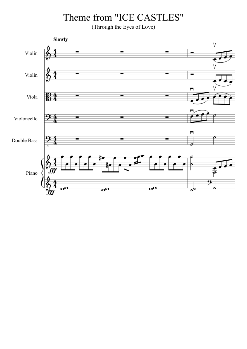 Theme from "ICE CASTLES" Sheet Music for Piano, Violin, Viola (Mixed ...