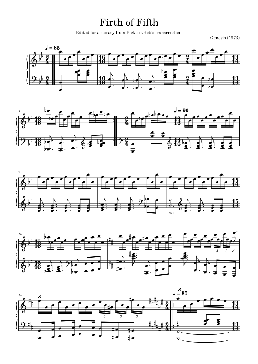 Fifth of Firth – Genesis Sheet music for Piano (Piano-Voice) Easy ...