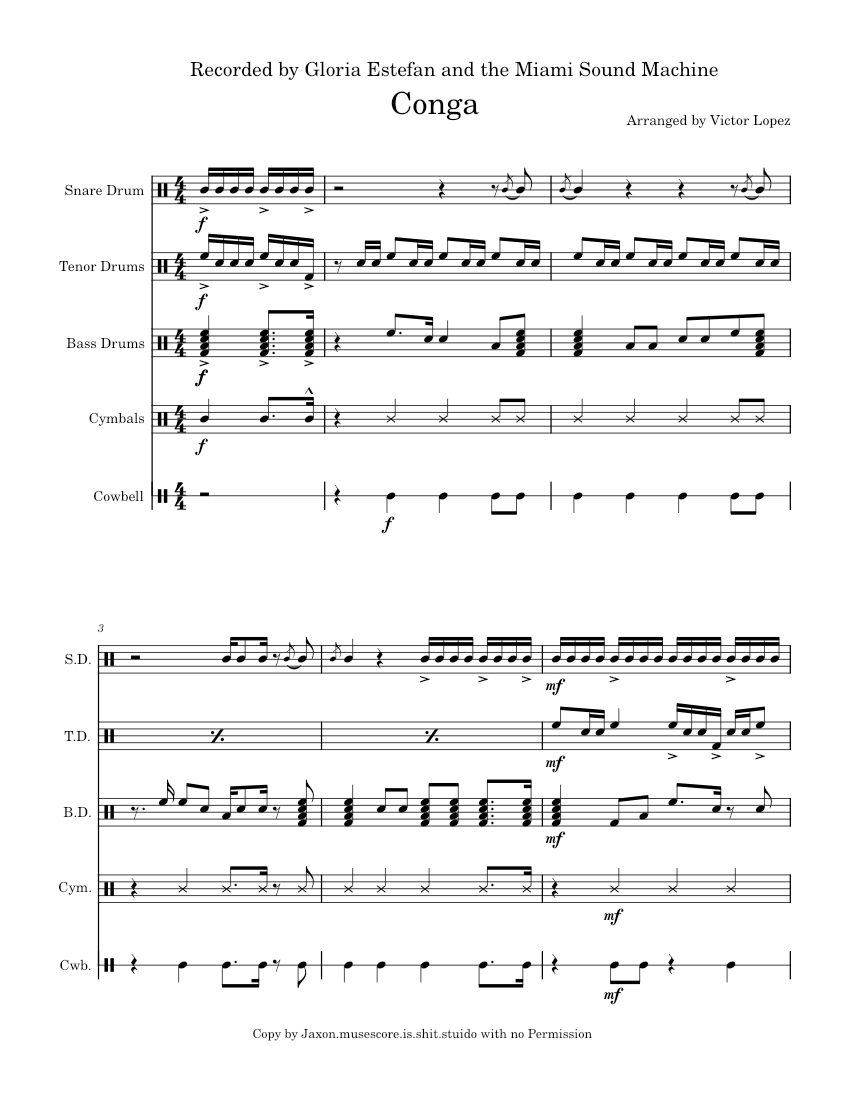 Conga Sheet music for Tuba, Drum group, Synthesizer, Trumpet other ...