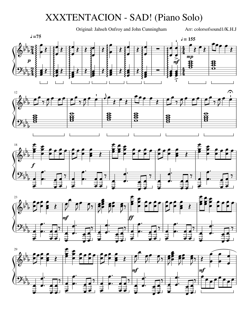 XXXTENTACION - SAD! (Piano Solo) Sheet music for Piano (Solo ...