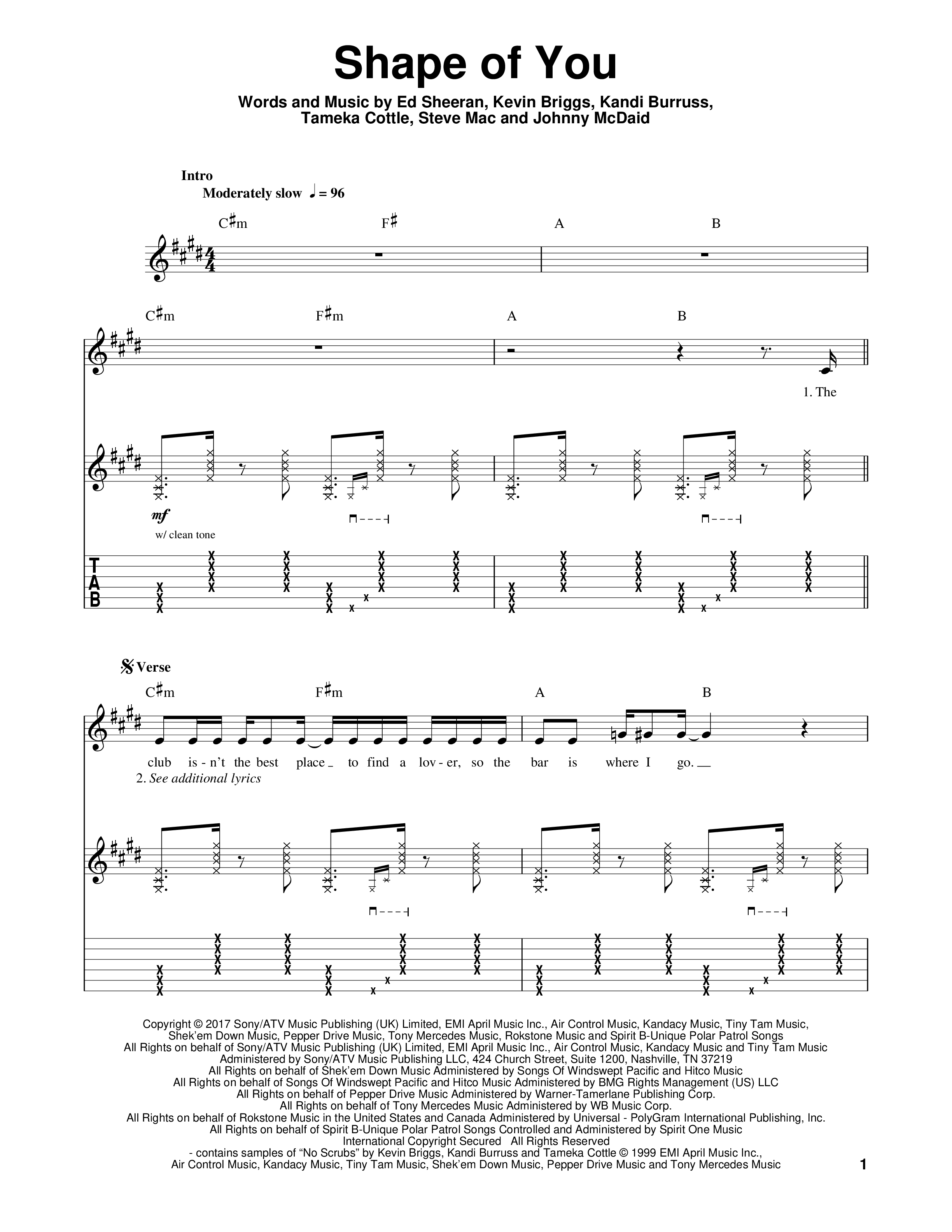 Play Official version of Shape of you sheet music by Ed Sheeran for ...