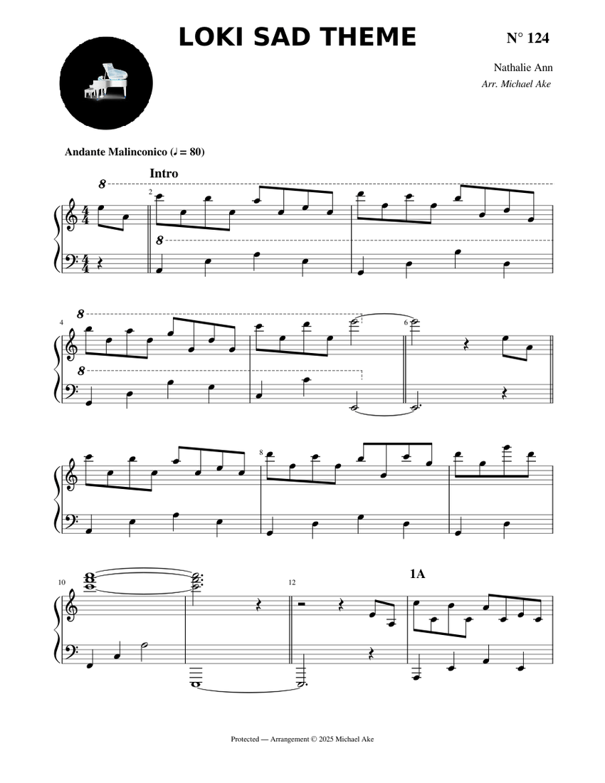 Loki Sad Theme – Marvel Studios Sheet music for Piano (Solo ...