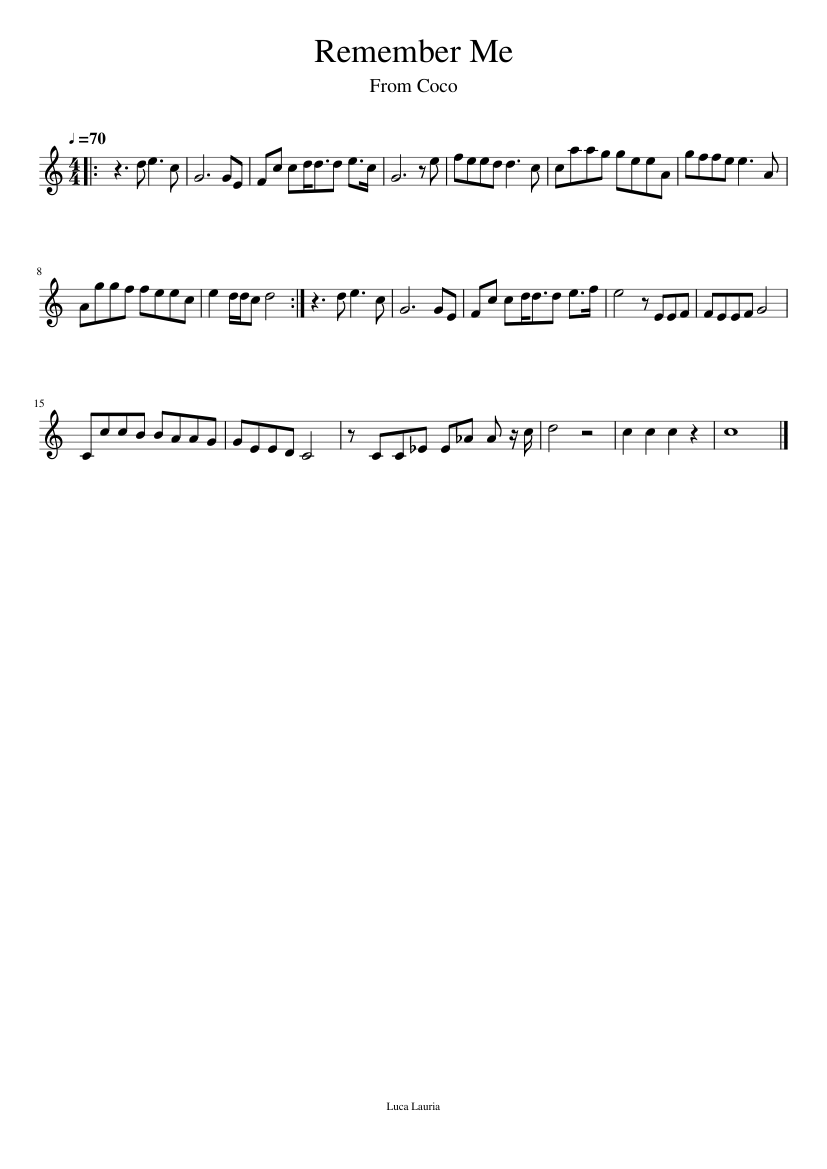 Remember Me ( from Coco) Sheet Music for Violin (Solo) | MuseScore.com