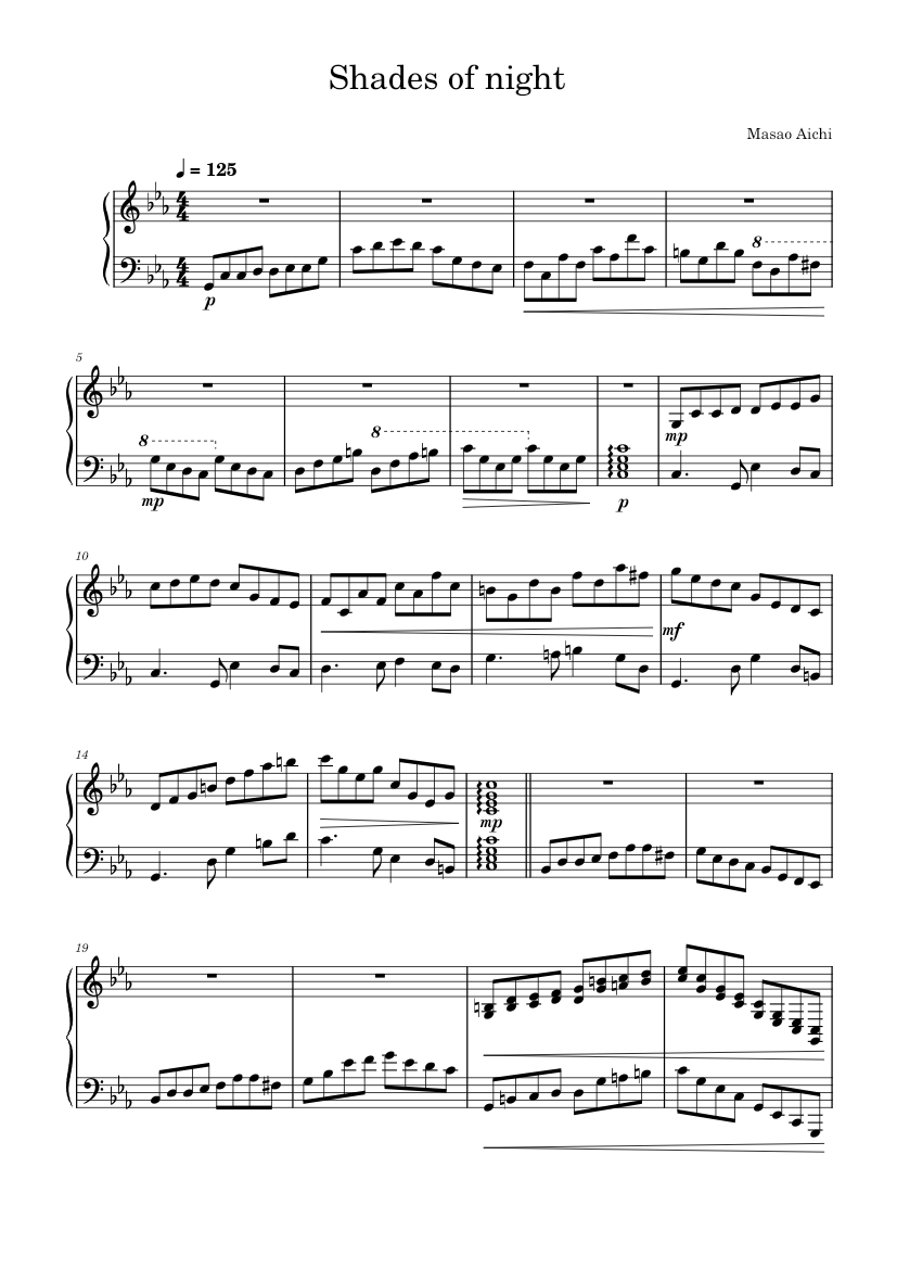 Shades of night Sheet Music for Piano (Solo) | MuseScore.com