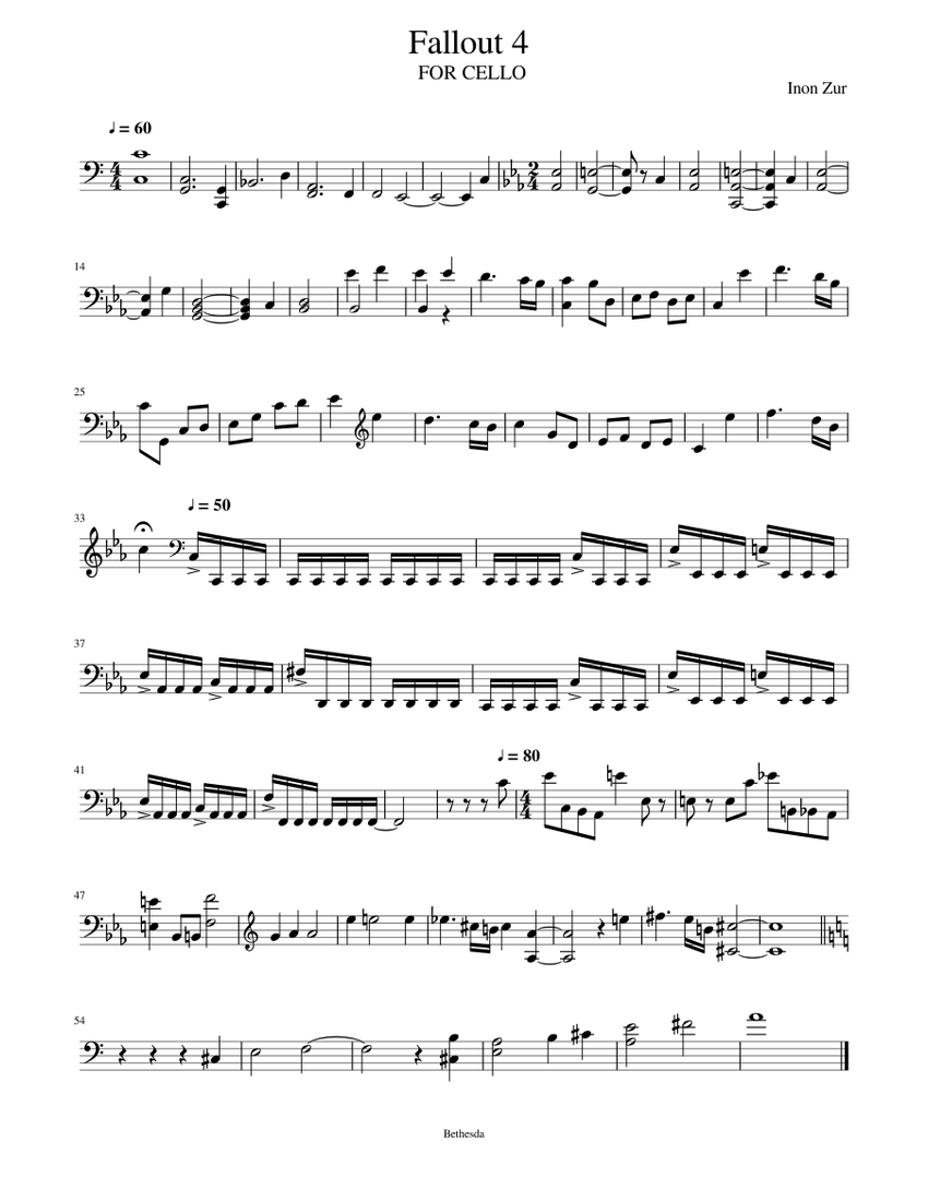 Fallout 4 for Solo Cello Sheet music for Cello (Solo) | Musescore.com