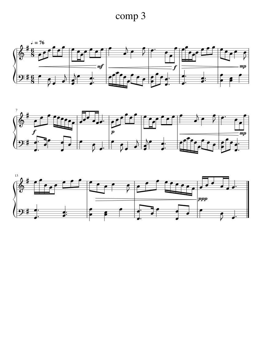 comp_3 Sheet music for Piano (Solo) Easy | Musescore.com