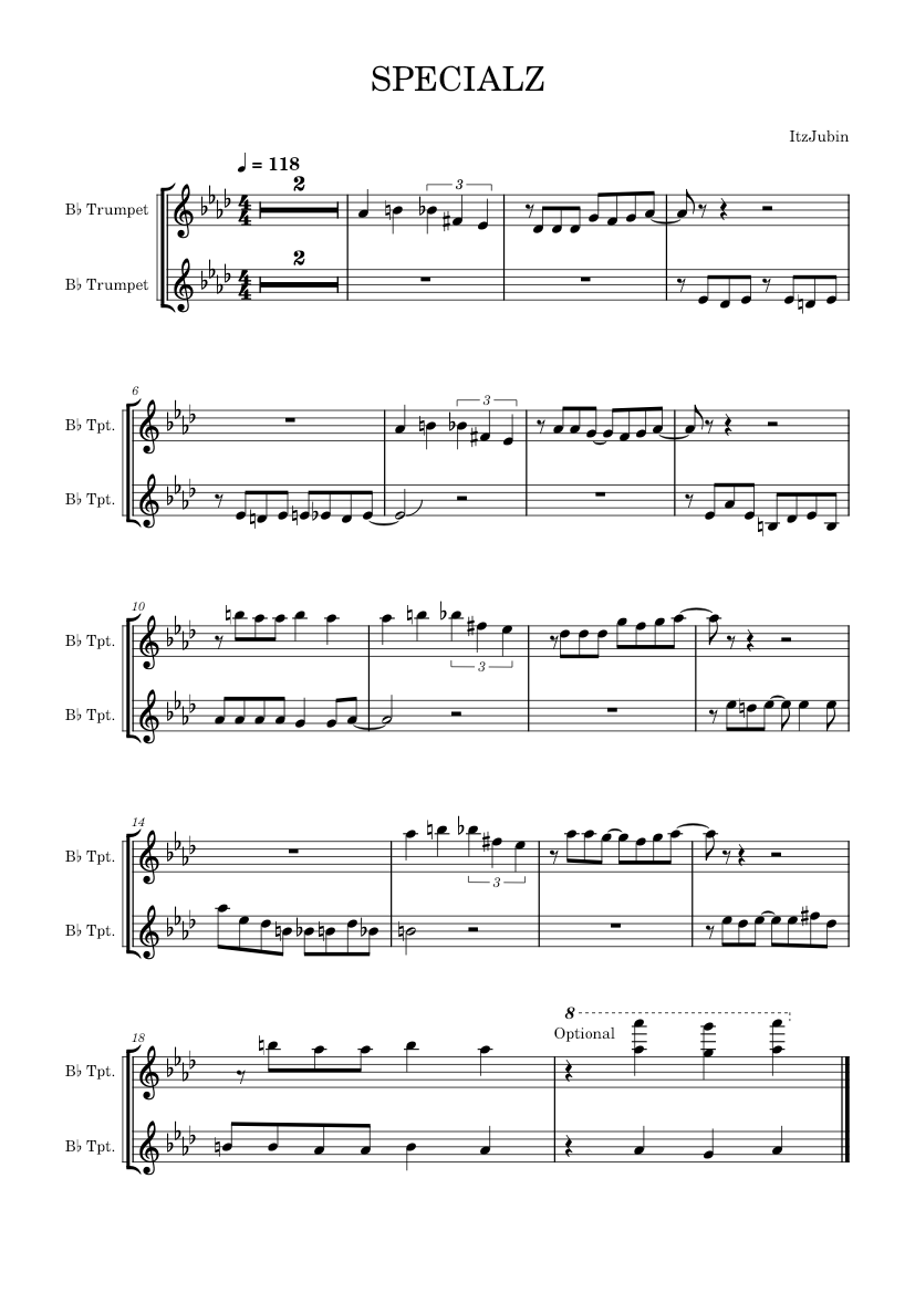SPECIALZ – King Gnu Sheet Music for Trumpet in b-flat (Brass Duet) | MuseScore.com