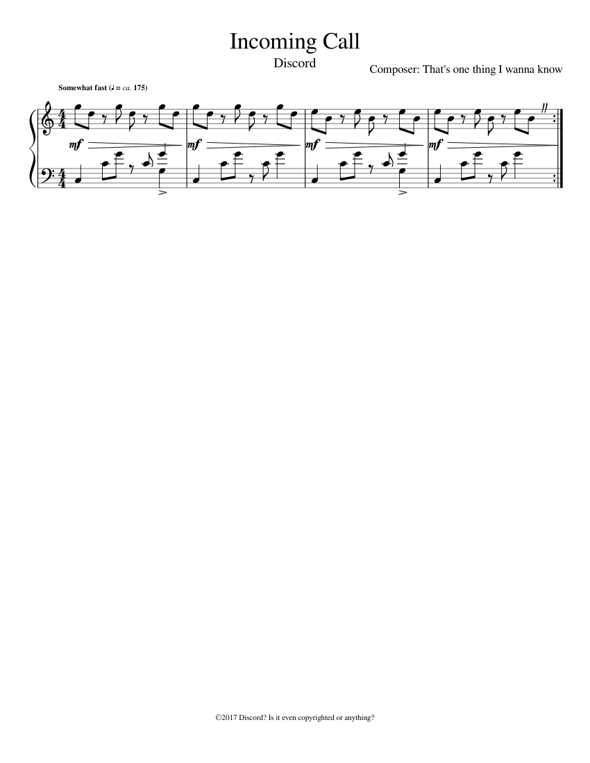 Discord - Incoming Call Sheet music for Piano (Solo) Easy | Musescore.com