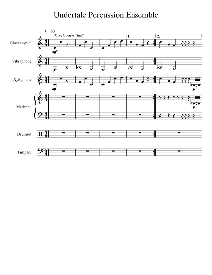 Undertale Percussion Ensemble Sheet music for Timpani, Vibraphone ...