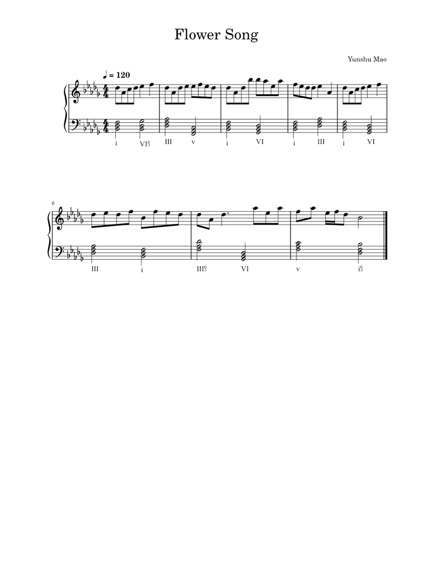Flower Song Sheet music for Piano (Solo) Easy | Musescore.com