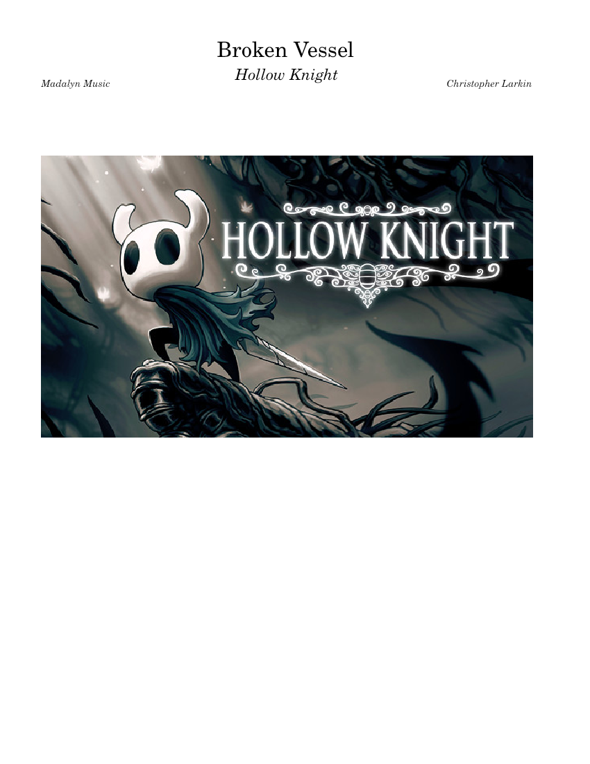 Broken Vessel- Hollow Knight Sheet music for Flute, Oboe, Violin, Viola ...