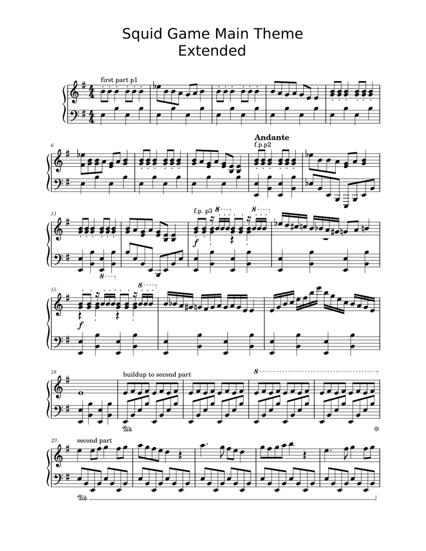 Squid Game - Way Back Then – Jung Jaeil EPIC VERSION Sheet music for ...