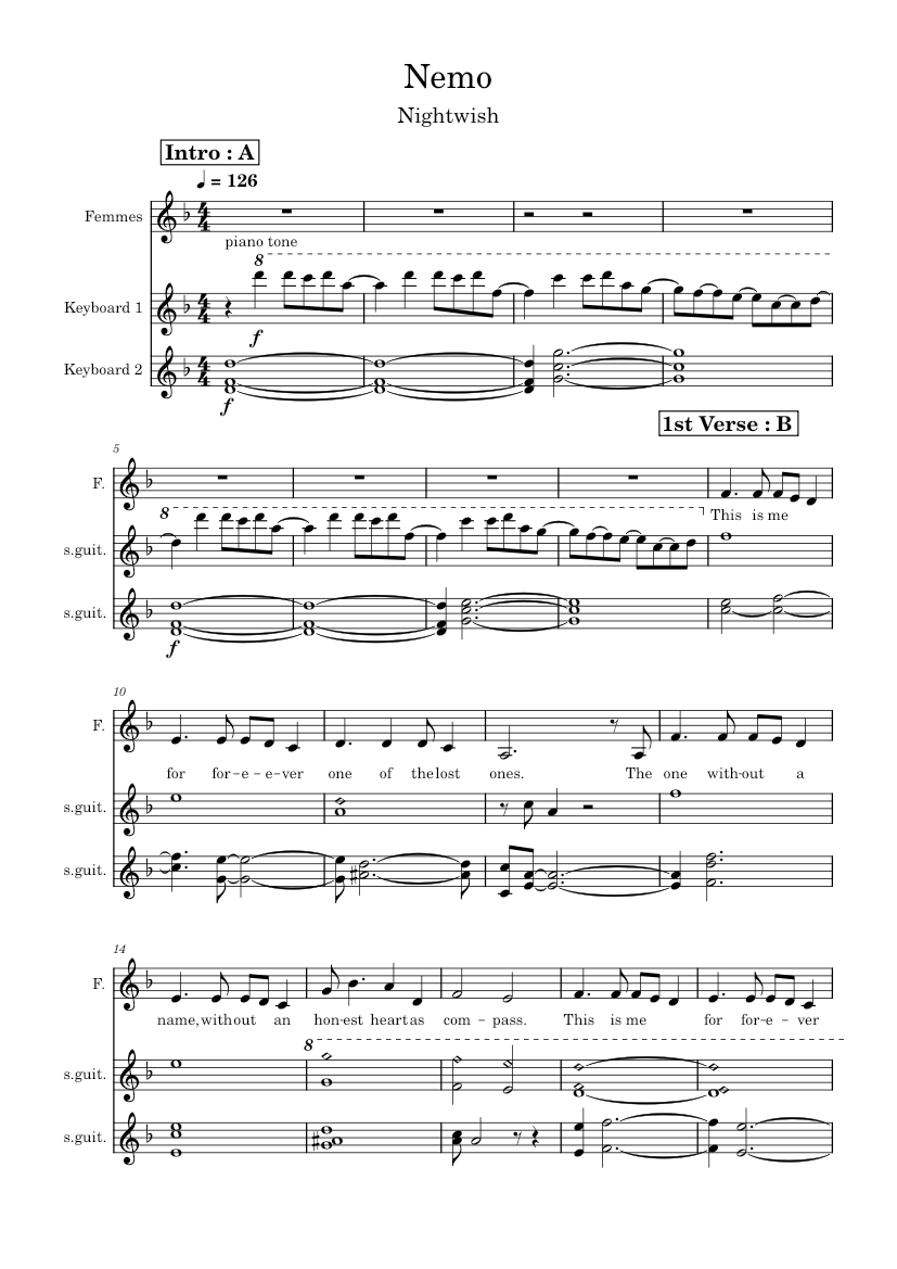 Nightwish-Nemo Sheet Music for Piano, Synthesizer (Mixed Trio) | MuseScore.com
