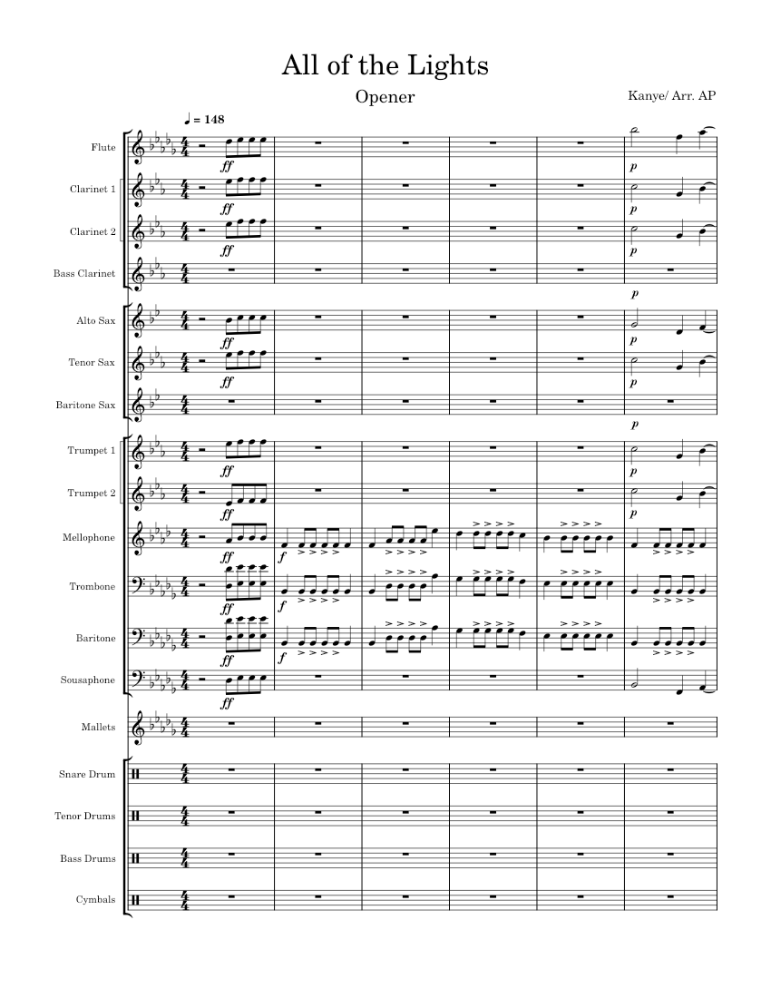All of the lights – Kanye West Sheet music for Trombone, Tuba, Flute ...