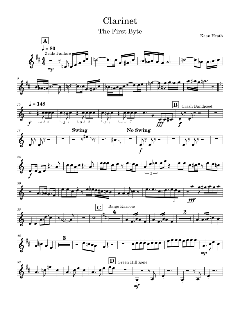 Clarinet- The First Byte Sheet music for Clarinet in b-flat (Jazz Band ...