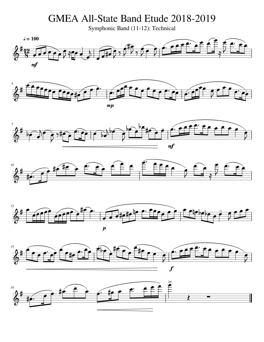 GMEA All-State Band Etude 2018-2019 (11-12: Technical) Sheet music for ...