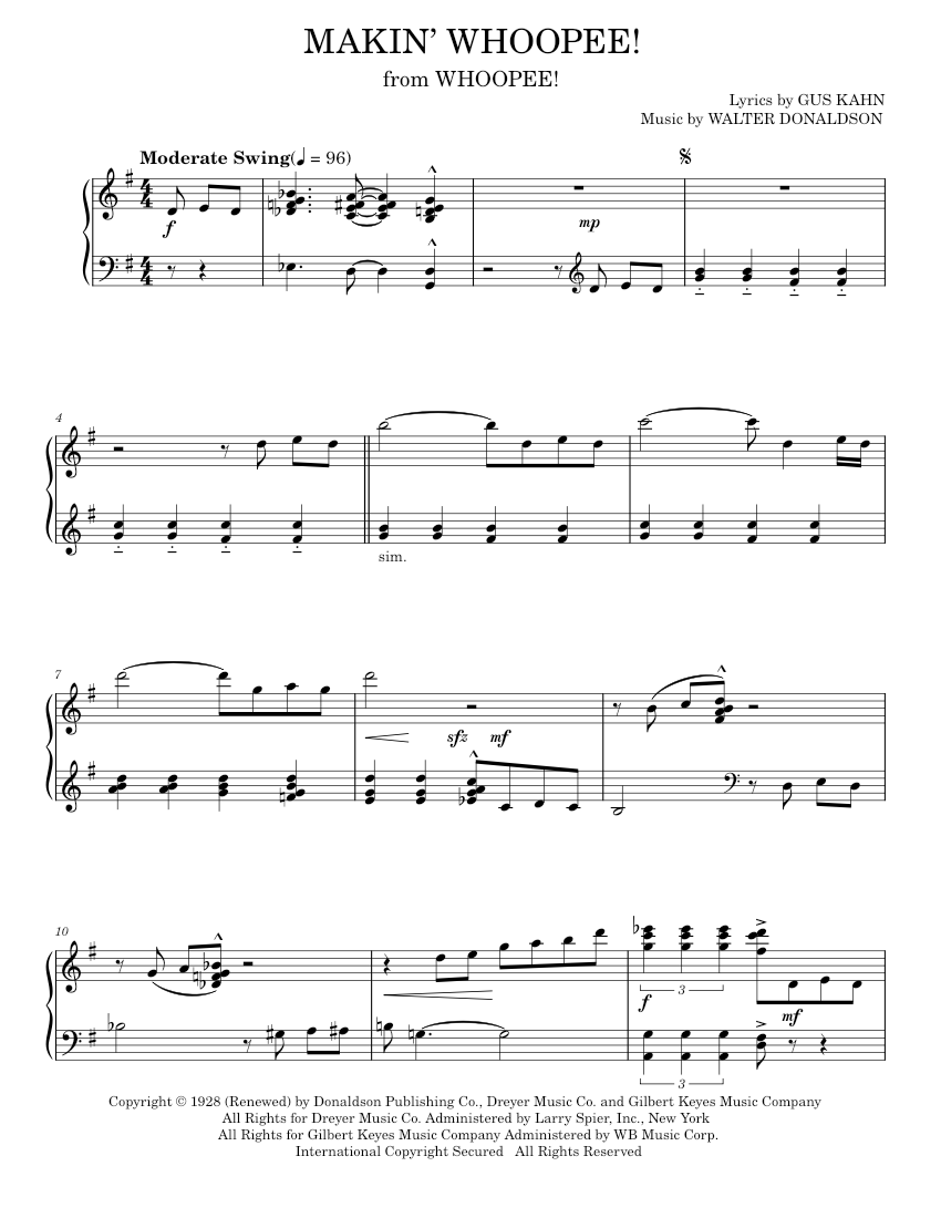Play Official version of Makin' Whoopee! sheet music by John B. Hicks ...