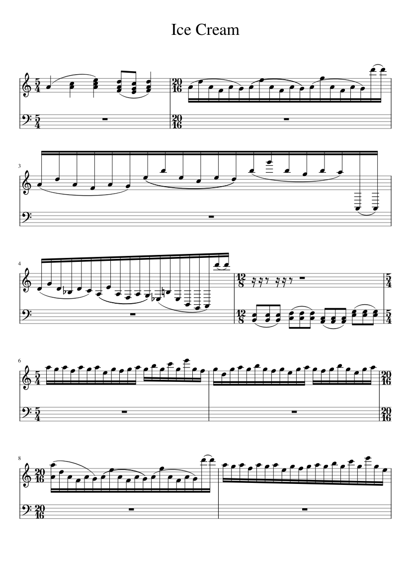 Ice Cream Sheet music for Piano (Solo) | Musescore.com